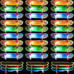 sotiff 33 pcs light up mini finger skateboard toys set, led finger skateboards for kids hand skateboard toys fingerboard tiny skateboards for fingers creative fingertips movement for party(classic)