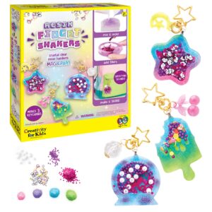 creativity for kids resin fidget shakers - create 3 sensory keychains, diy crafts for kids age 8-10+, neon, 3" x 3"