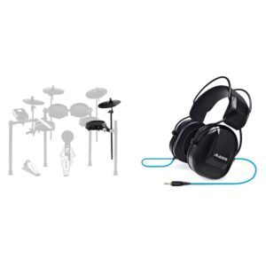 alesis drums nitro mesh expansion pack & drp100 - audio-isolation electronic drums headphones for monitoring, practice or stage use with 1/4" adapter and protective bag