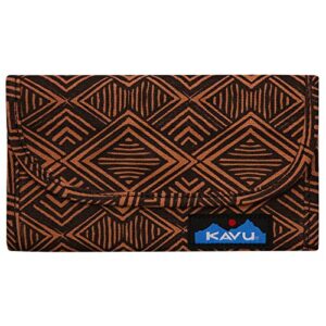 kavu big spender tri-fold wallet clutch travel organizer-mahogany inlay