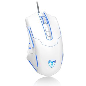 lizsword wired gaming mouse, pc gaming mice [breathing rgb led] [plug play] high-precision adjustable 7200 dpi, 7 programmable buttons, ergonomic computer usb mouse windows/pc/mac/laptop gamer-white