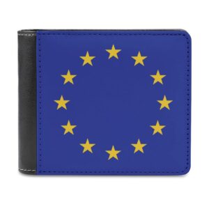 mens short wallet european union flag bifold leather wallets purse minimalist card holders coin purses