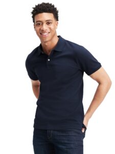 gap mens stretch pique polo shirt, tapestry navy, medium us