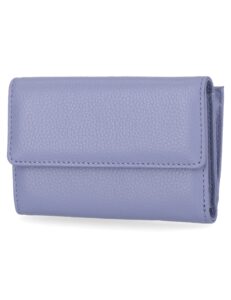 mundi rio womens leather trifold indexer wallet clutch purse, lilac