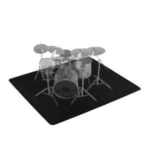 ibvivic 4ft x 5.2ft drum pad drum mat drum carpet, tightly woven fabric with non-slip grip bottom, roll of 21.2 square feet, black