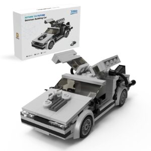 back to future delorean building kit, bttf time machine car building set, classic '80s movie collectibles, great gifts and toys for fans (211 pieces)