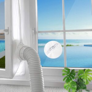 nacot 400cm universal window seal for portable air conditioner and tumble dryer, seal for ac unit with zip and adhesive fastener, easy to install, works with every mobile air-conditioning