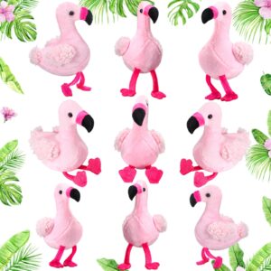 jexine 9 pieces mini stuffed animal plush stuffed doll cute small stuffed animal hanging ornaments party supplies favors for gifts hawaiian summer beach luau party 5 inch(flamingo)