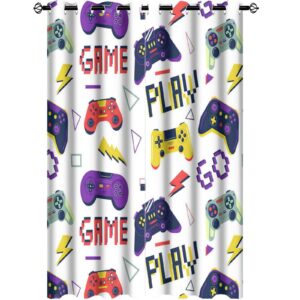 vintage gamepad curtains,colorful boy video game gaming controller gamer pattern ultra soft premier blackout curtains,thermal insulated noise reducing patio door grommet top,2 panels 63"l x 21"w