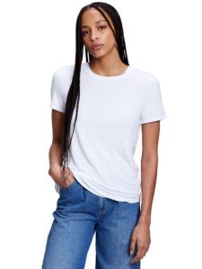 gap womens luxe short sleeve crew neck t-shirt t shirt, white v2 global, small us