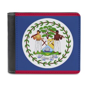 mens short wallet belize flag bifold leather wallets purse minimalist card holders coin purses