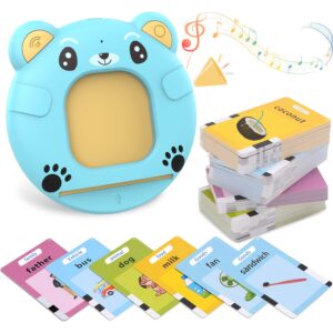 talking flash cards learning toys for 2 3 4 5 6 year old kids toddler flash cards, educational toddlers toys reading machine with 224 words, preschool montessori toys and birthday gift for kids（bear）