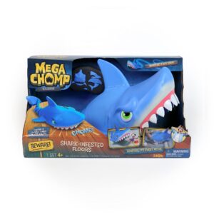 skyrocket mega chomp remote control shark toys for boys and girls ages 4+ with 2.4 ghz controller and rc chomping action, blue (18493)