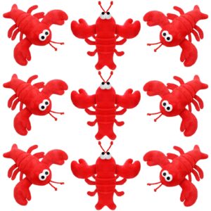 9 pack lobster stuffed animal lobster plush cute lobster doll toy soft small stuffed lobster hanging ornaments for keys purse backpack school bags, diy birthday party favors, 6.7 x 5.5 inch