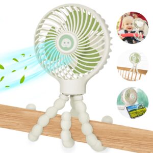 mini handheld stroller fan, personal portable fan baby car seat clip-on fan with diy flexible tripod, usb rechargeable fan adjustable 3 speeds for bedroom, outdoor, camping, bike, bbq