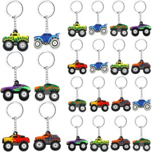 kenning 24 pieces mini truck keychain key ring decoration silicone truck party favors keychain truck birthday party supplies for kids(truck)