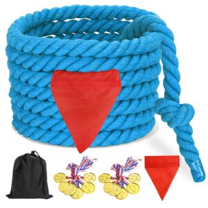 cwlakon tug of war rope for kids and adults, field day family reunion birthday party games, outdoor camping picnic games, backyard carnival games,team building activities blue