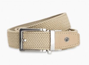 nexbelt braided golf belt with ratchet technology - cut to fit braided golf belt for men - precisefit braided stretch golf belt with 1 3/8" width strap - tan