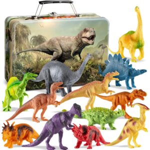 playvibe dinosaur toys for kids 3-5 – 12 realistic small dinosaur figures with storage box, 5-7 years old – toddler boy dino toys