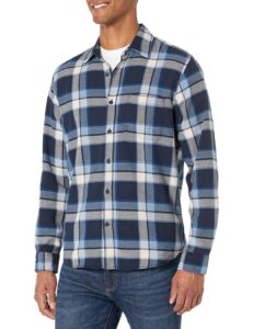 gap mens untucked flannel button down shirt, blue windowpane plaid, x-large us