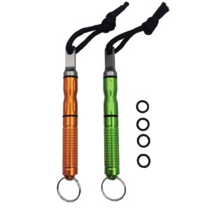 2-pack compact fire starter sticks scraper striker waterproof fire steel strikes survival ferro rod flint fire steel spark magnesium rod for edc, emergency survival kits,camping,hiking(green+orange)