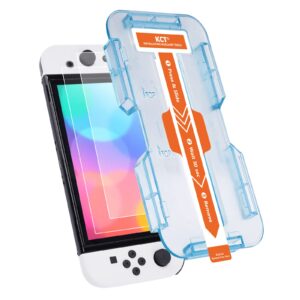 kct tempered glass screen protector compatible with nintendo switch oled model 2021, ez kit, automatic alignment - 2 pack