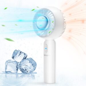 handheld fan with ice cooling mode, personl cooling fan for women and men, portable fans that blow cold air, for home office outdoor travel (white)