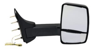 kool vue mirror set compatible with 2003-2014 ford e-150, 2003-2005 e-150 club wagon, 1992-2002 e-150 econoline, towing, manual adjust, non-heated, paintable, manual folding, in-housing signal light