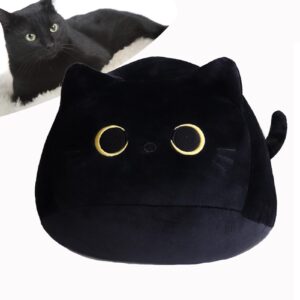 taifctft black cat plush toy pillow,21.7in soft plush doll cat plushie cat pillow, cute stuffed animal soft plush pillow baby plush toys cat shape novelty design sofa pillow decoration doll