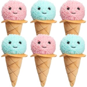 zhanmai 6 packs plush ice cream cone toys 5.2 inch soft stuffed ice cream toys assorted colors blue and pink ice cream toy set ice cream party favors for ice cream theme party decorations