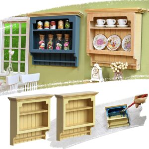 iland wooden dollhouse furniture on 1/12 scale, miniature cabinet varnished 2pcs fit dollhouse kitchen, living room, dining room or bathroom