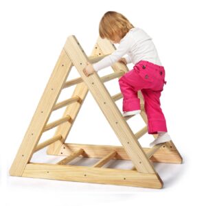 infans kids wooden triangle climber, toddler climbing toys with 3 different climbing ladders, indoor playful climbing toys with stable structure, gift for 3+ boys girls