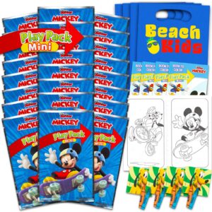 beach kids disney mickey mouse birthday party favors set - bundle with 24 mickey play packs | mini coloring books, stickers, and more for goodie bags