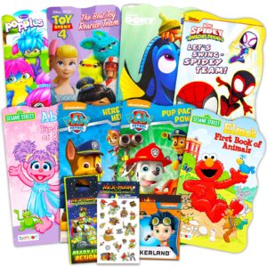 bulk board book set for toddlers, kids ~ 11 pc storybook bundle with sesame street, spiderman, paw patrol, toy story, and more (board book collection)