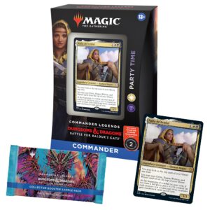 magic: the gathering commander legends: battle for baldur’s gate commander deck – party time + collector booster sample pack