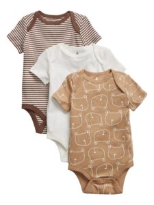 gap unisex baby short sleeve bodysuit, brannan brown print, 18-24m us