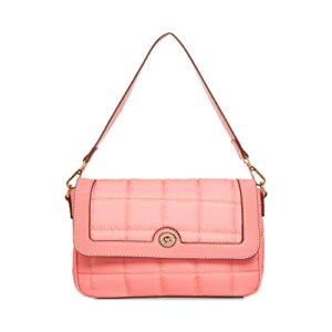 anne klein quilted ak nylon shoulder bag, rose apple/rose apple/rose apple-light coffee