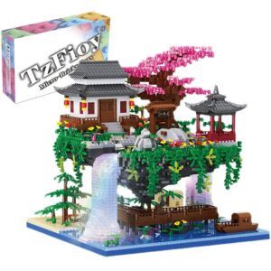 tzfioy peach blossom spring utopia building blocks set (3661pcs) famous chinese fable architecture with 2 figures & string lights educational toys micro bricks for kids adults