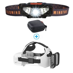 cosoos led headlamp & oculus quest 2 head strap, adjustable, lightweight, battery powered, 1.6 ounces