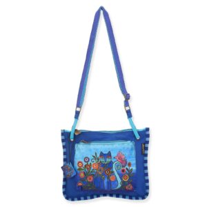 women's laurel burch, cerulean cats crossbody purse