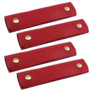 woogim 4 pcs handbag handle leather wrap covers,purse wallet handle protectors(red)