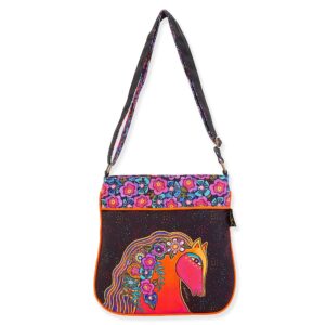 laurel burch blaze horse crossbody shoulder bag purse - women cotton canvas multicolor handbag multicolor