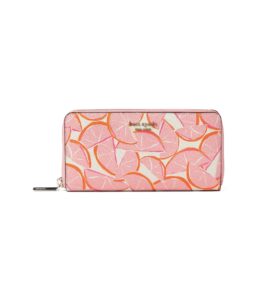 kate spade new york spencer grapefruit printed pvc zip around continental wallet pink multi one size