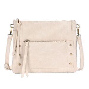 antik kraft the savannah crossbody shoulder bag - bone | vegan leather crossbody shoulder bag | shoulder bag with removable crossbody strap 53-63 cm | 11in x 1.5in x 8.5in |