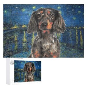 qispiod dachshunds dog jigsaw puzzles 1000 pieces for adults - wooden picture puzzle - puzzles for youth children home decor funny game best gift preschool toys, 29.5 x 19.6 inches(1000 pieces)