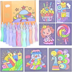 toptime sand art kits for kids, 24 bottles colored sand 41 sheets sand art painting cards, sand art kit kids' sand art kits colored sand art kit for children art toy for boys girls diy arts and crafts