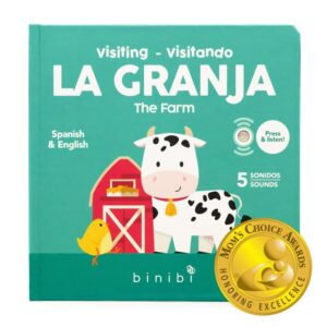 binibi spanish books for babies & toddlers 1-3 la granja interactive bilingual sound book with farm animal sounds | bilingual children's book | spanish learning for kids | libro en español para bebés