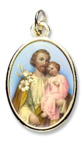 blessed by pope francis st joseph father of jesus gold color medal