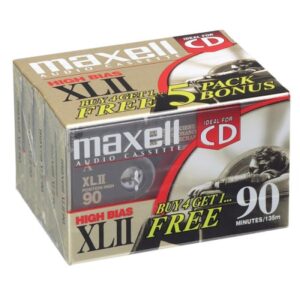 xlii 90 high bias audio cassette tape -5-pack