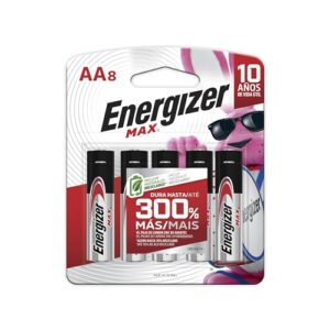 eveready energizer max alkaline aaa batteries 8 ea, silver (e92mp-8)